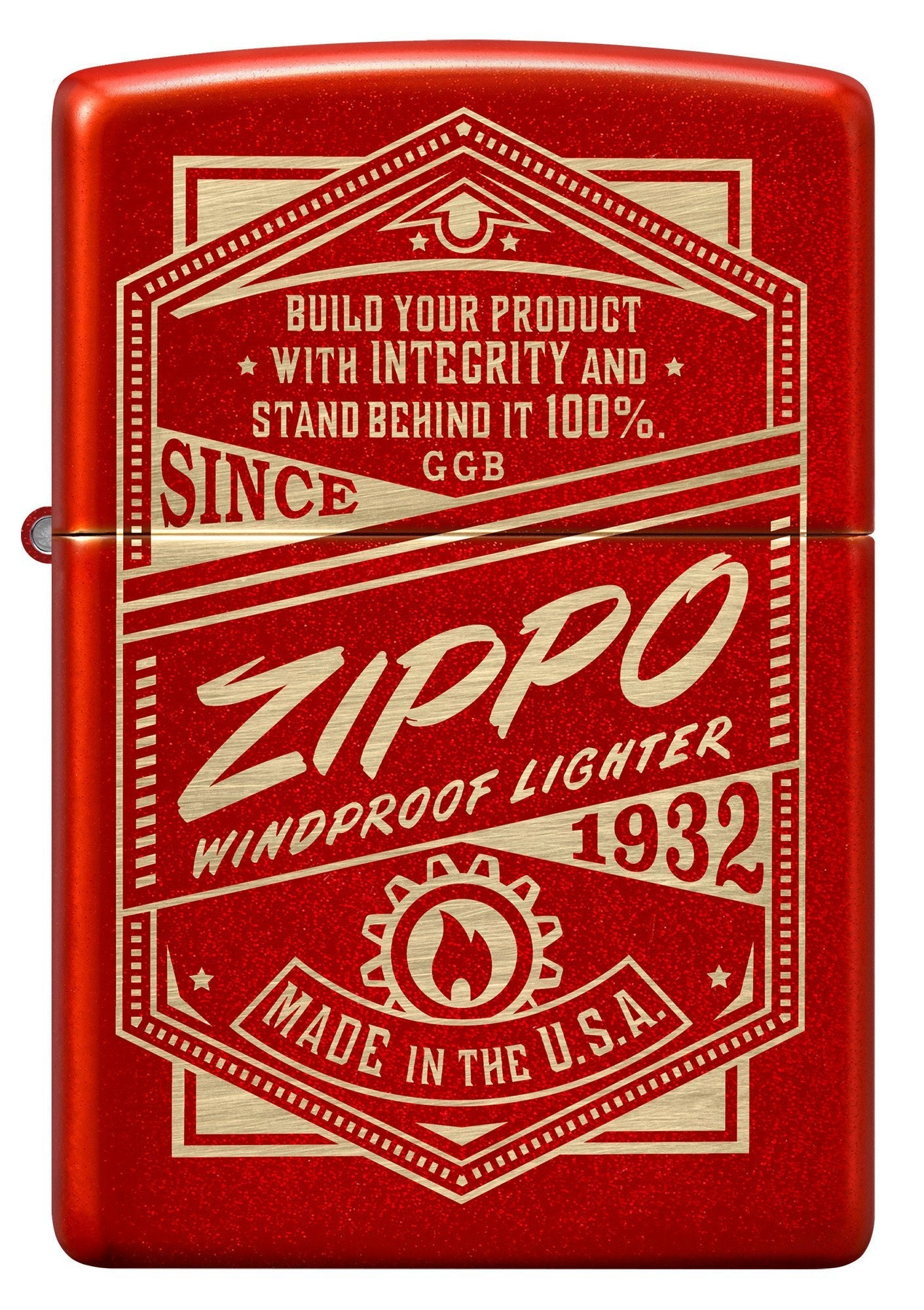 Front shot of Zippo It Works Design Metallic Red Windproof Lighter ...
